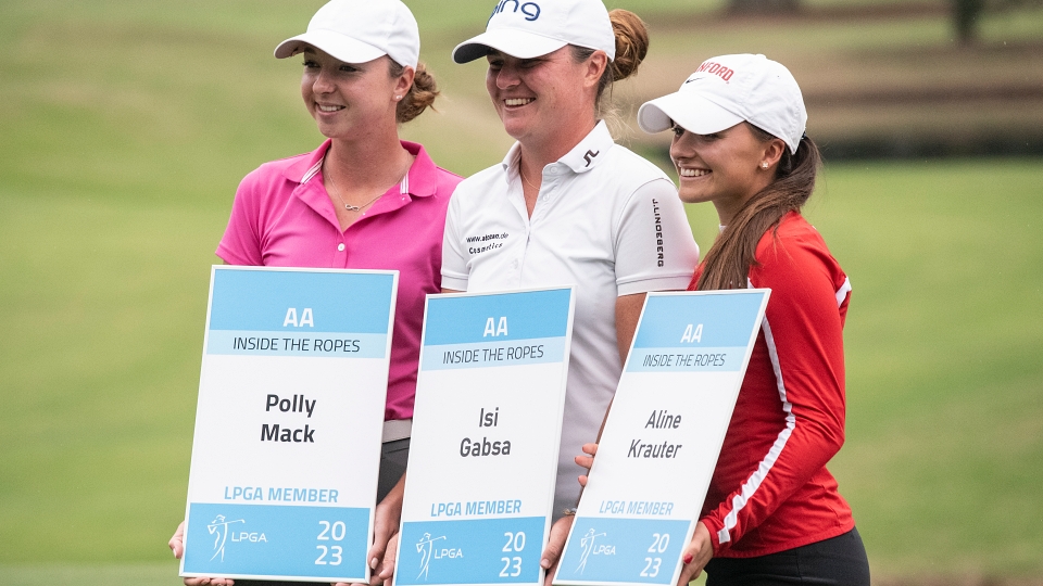 Aline Krauter, Isi Gabsa und Polly Mack 2023 auf der LPGA